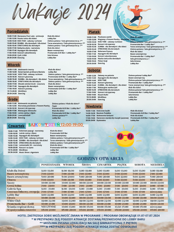 Wakacje 2024 - program atrakcji - Arka Mega