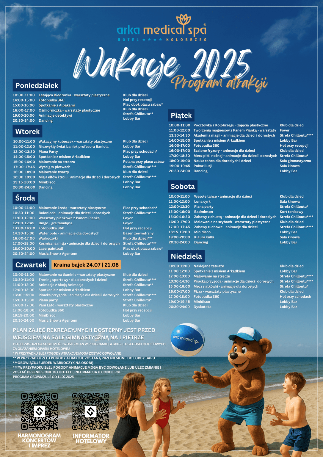 Program atrakcji - Wakacje 2025 - Arka Mega